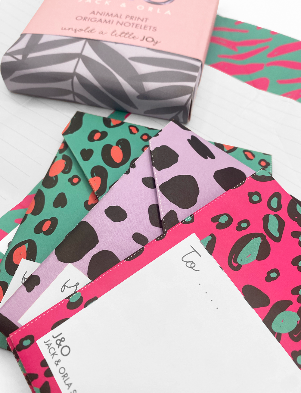 Animal print origami notelets – Jack and Orla